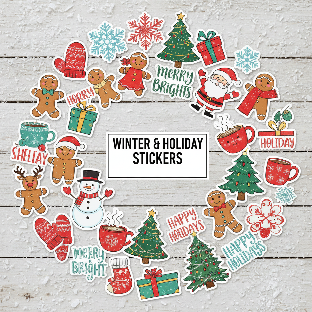 Winter and Holiday Stickers – Funny Label